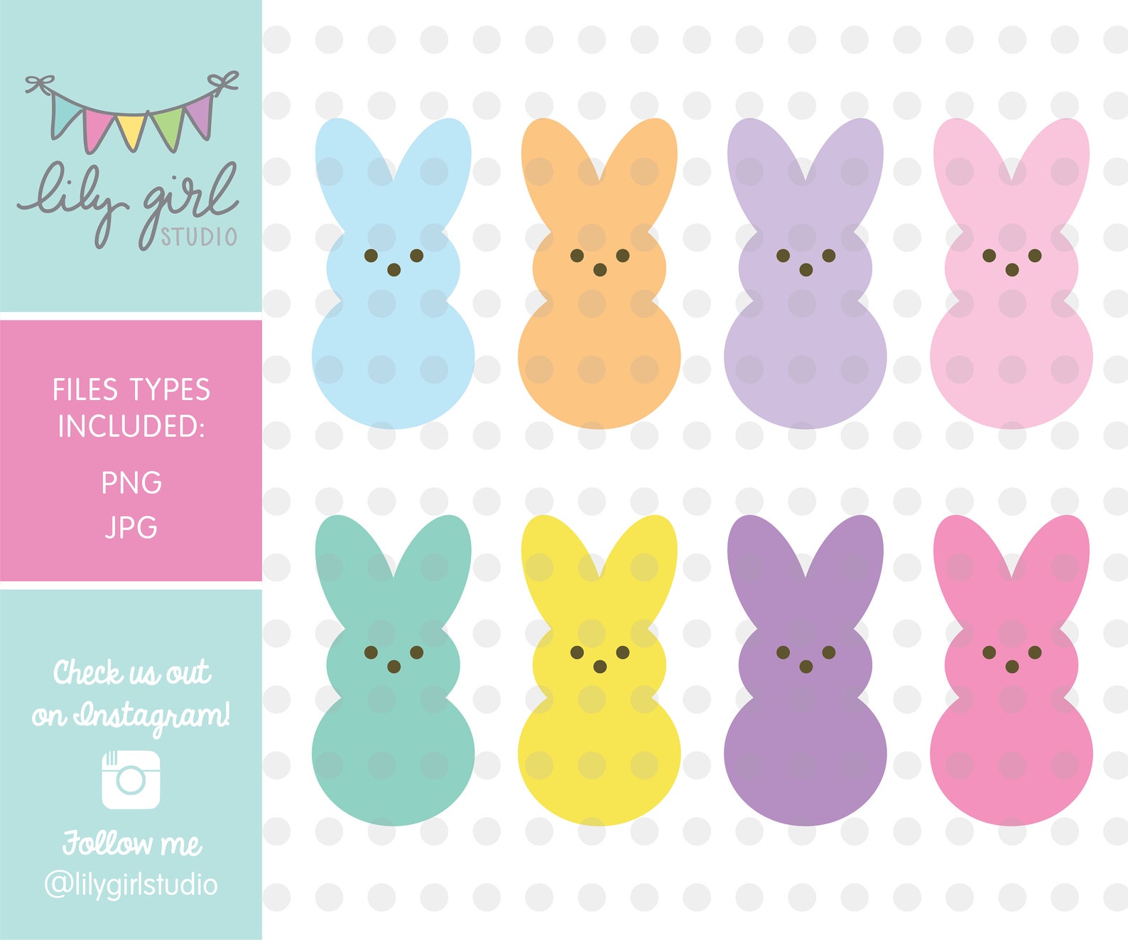 Easter Bunny Peeps Clipart Images Easter Candy PNG and JPG - Etsy