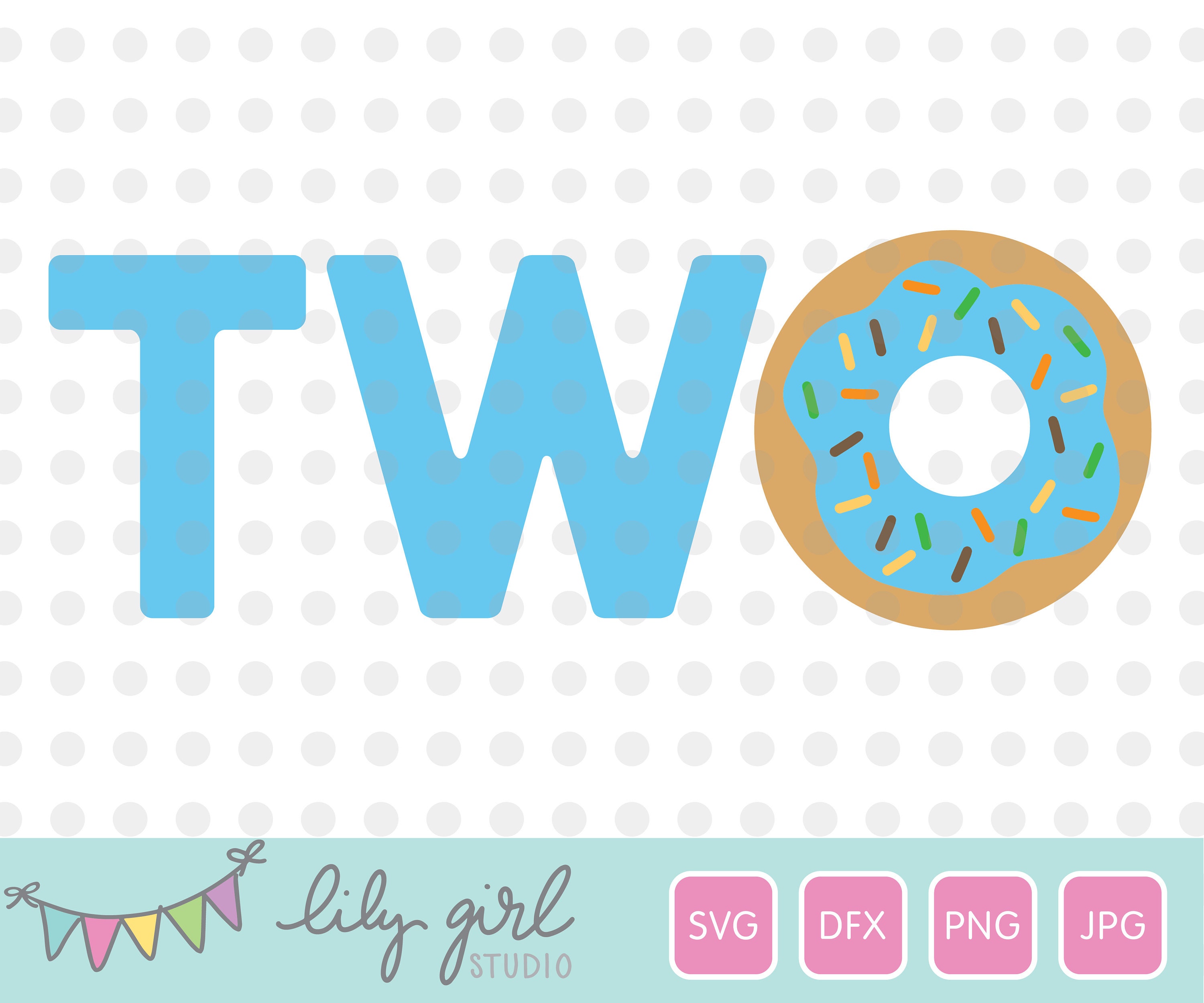 Donut SVG Blue Two SVG 2nd Birthday Cutting File for Cricut - Etsy