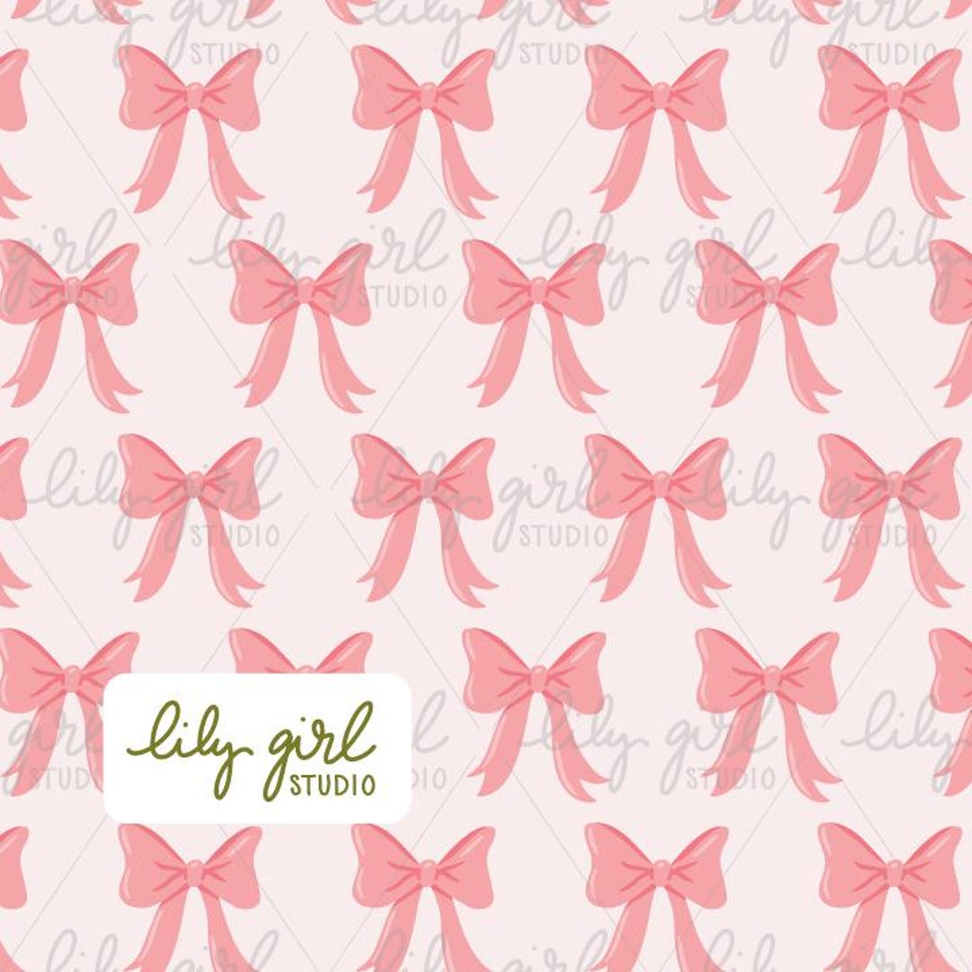 Preppy Pink Bows Seamless Pattern, Coquette Holiday Ribbon Print ...