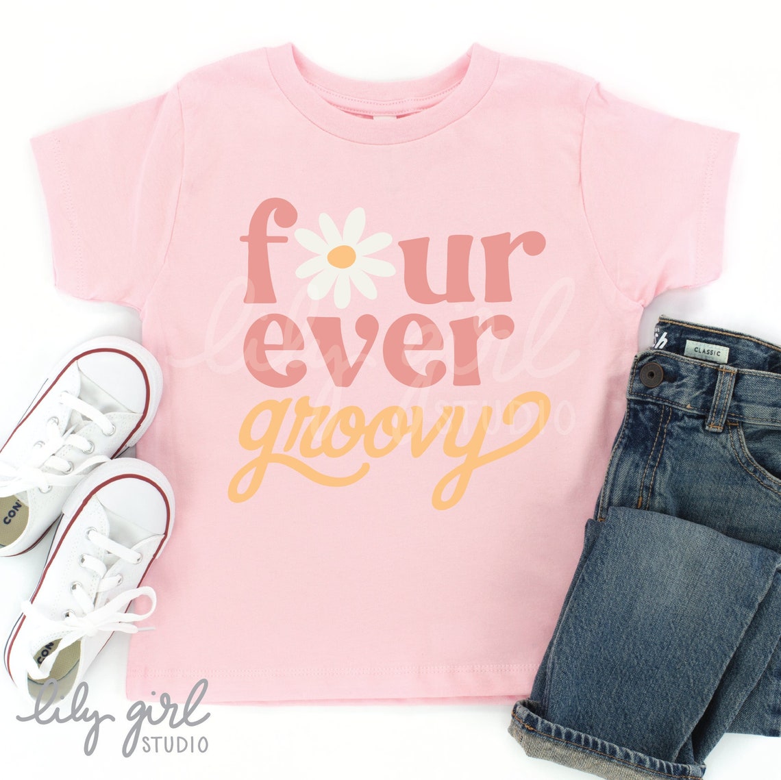 Four Ever Groovy Daisy SVG Girl's 4th Birthday SVG - Etsy