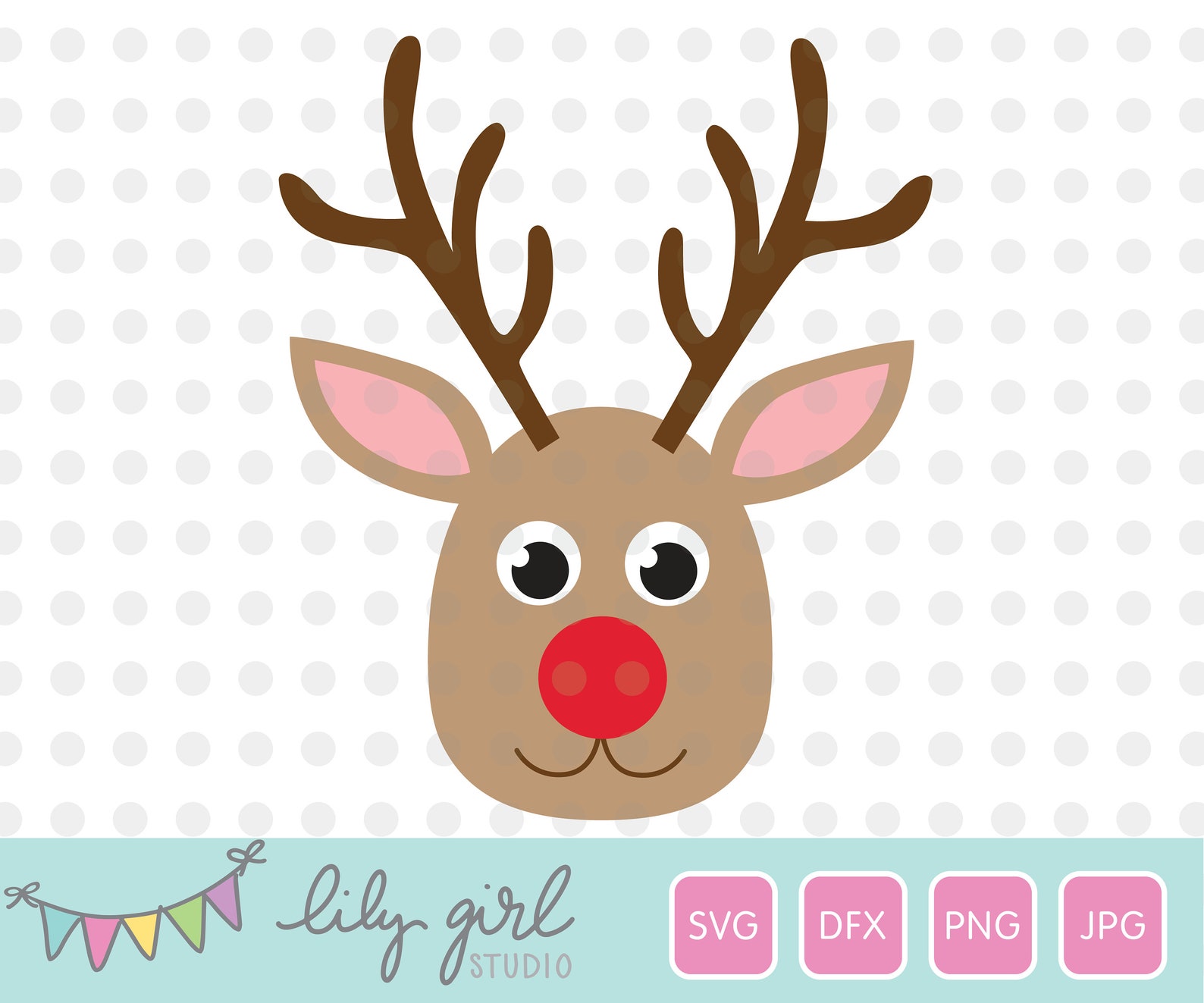 Christmas Cutting File Cute Reindeer SVG png jpg and dxf | Etsy
