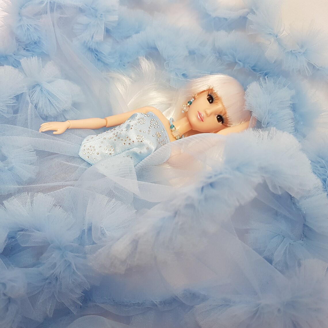 Princess With White Hair and Bangs in a Lush and Long Blue | Etsy