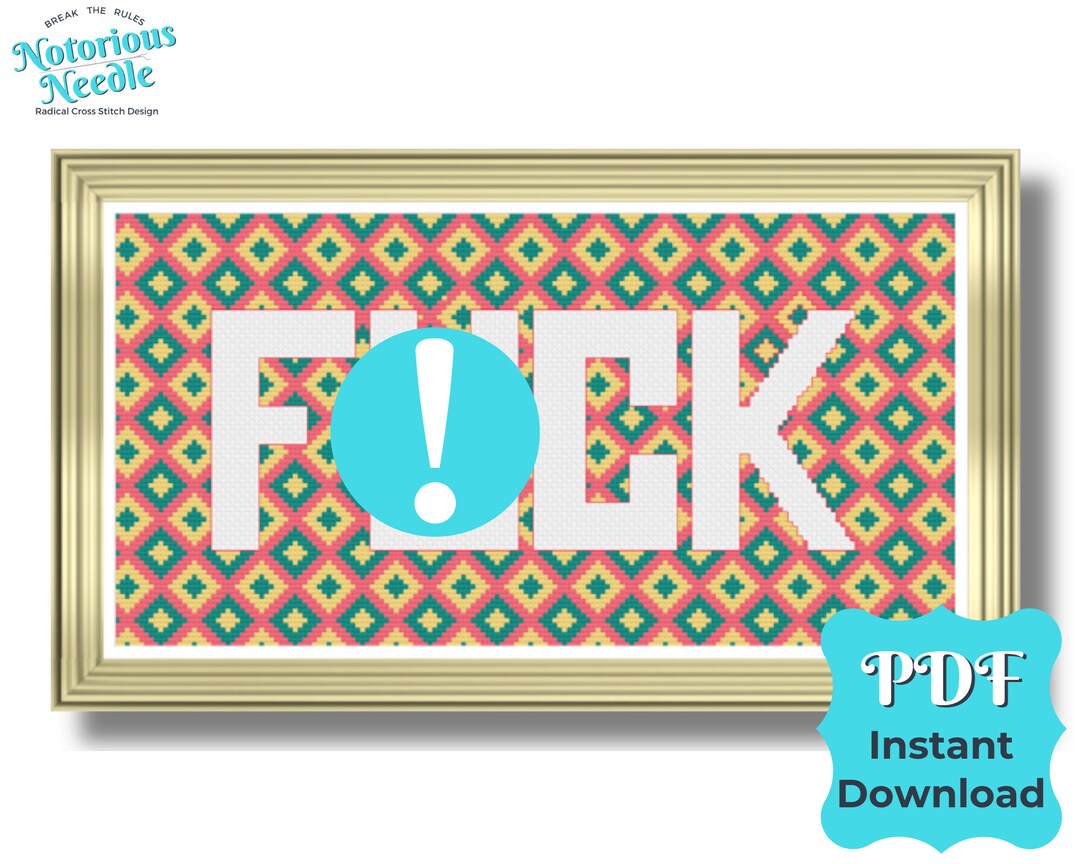 Curse Word Cross Stitch Pattern: Retro Diamond Design (PDF Digital ...