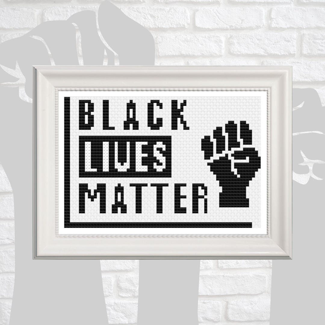 Black Lives Matter Cross Stitch Pattern: Fist & Border (PDF Digital ...