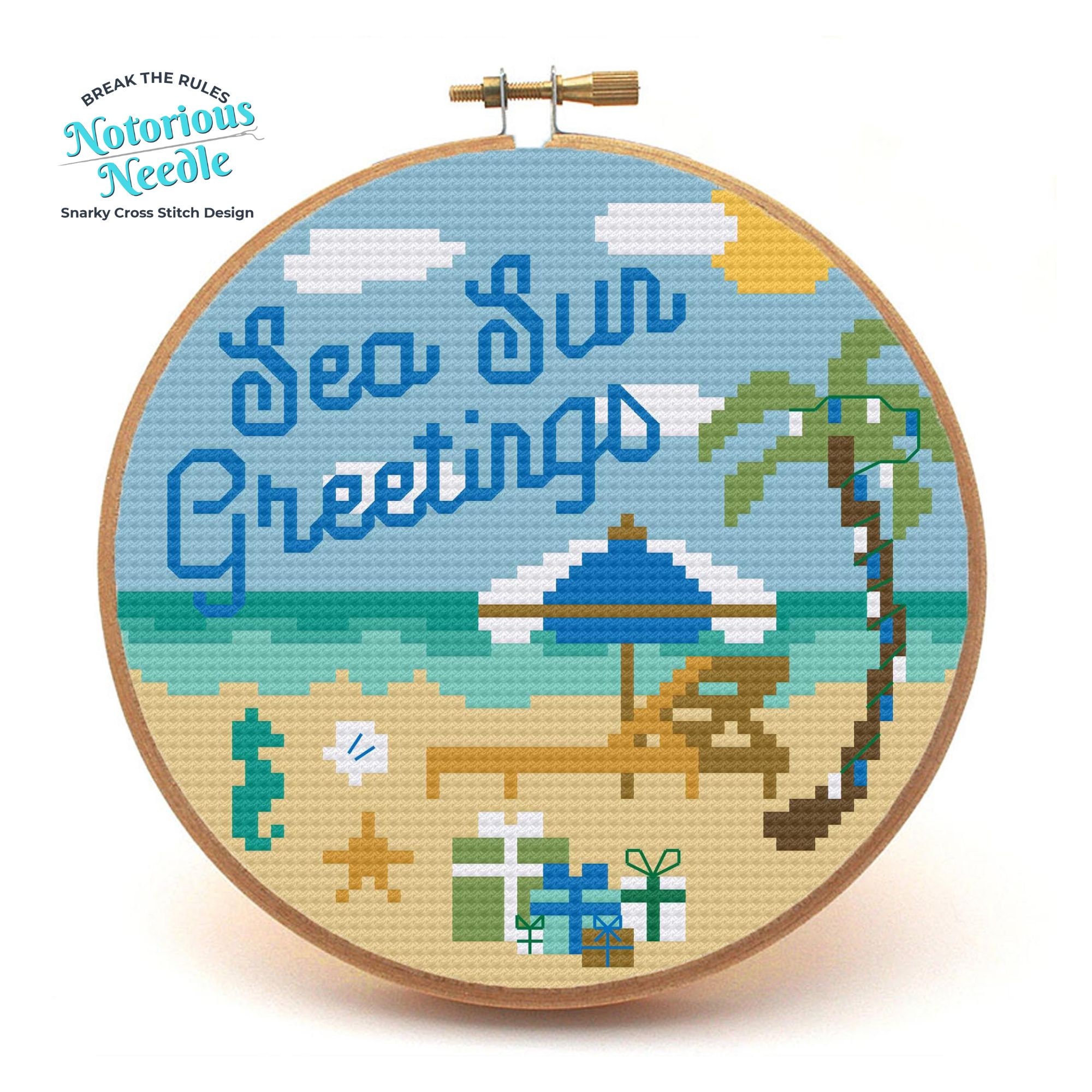 Sea Sun Greetings Cross Stitch Pattern Quote Gift for - Etsy