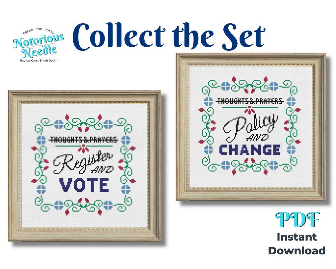 Patriotic Quote Cross Stitch Pattern Bundle: Policy, Vote (PDF Download ...