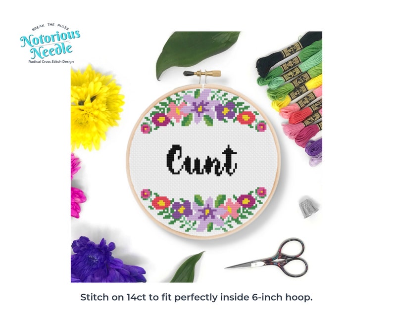 Curse Swear Word Quote, Cunt Cross Stitch Pattern in Black Alphabet ...