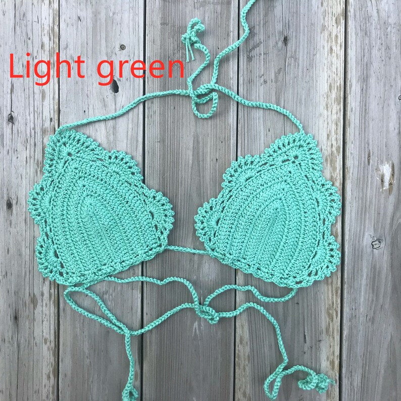 Boho Clothing Women Hand Crochet Bikini Top Sexy Swimming Top Etsy