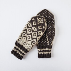 Men's Wool Mittens in Brown + Tan: Abstract - Etsy