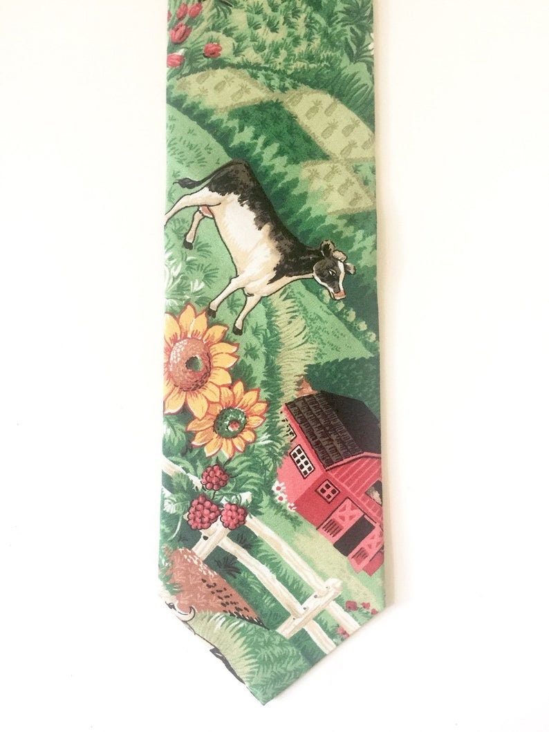 Cow Tie for Men Mens Ties Farmhouse Decor Red Barn Holstien Cow Gifts ...