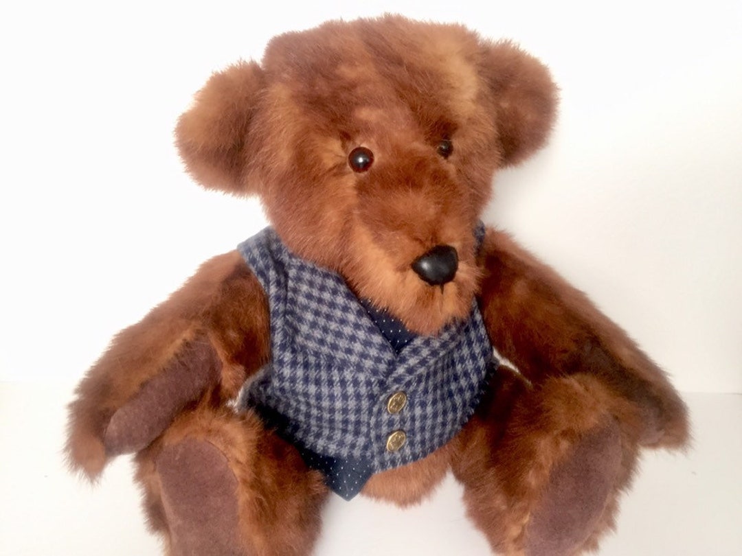 Real Fur Teddy Bear Mink Fur Plush Bear Articulated Teddy - Etsy