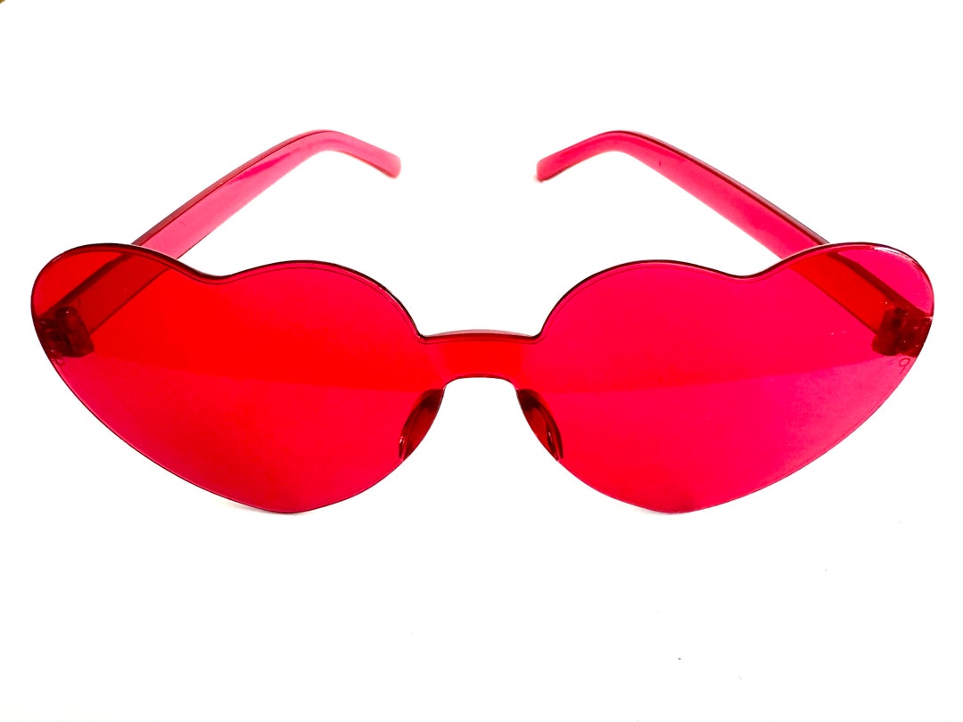 Vintage Sunglasses - Heart Shaped Glasses - Colored Retro Glasses - Red ...