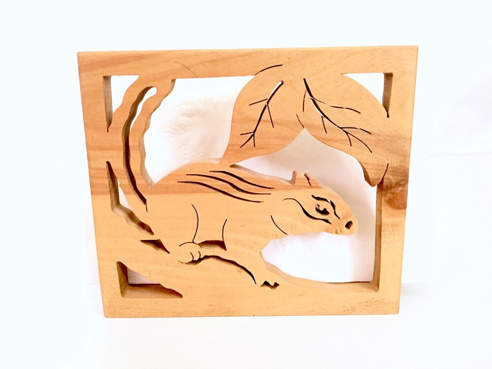 Chipmunk Napkin Holder - Hand Carved Wooden Squirrel Napkin Holder ...