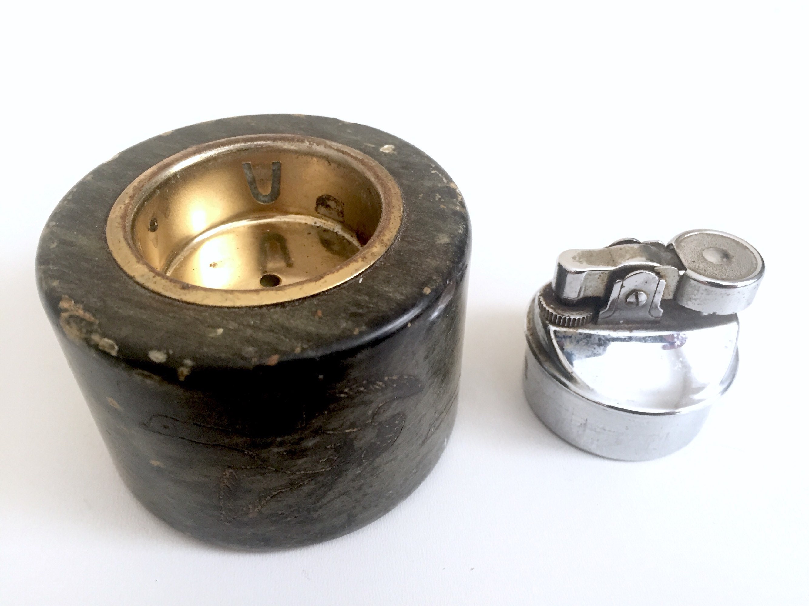 Vintage Stone Lighter Carved Stone Sculpture With Geese Native Canadian ...