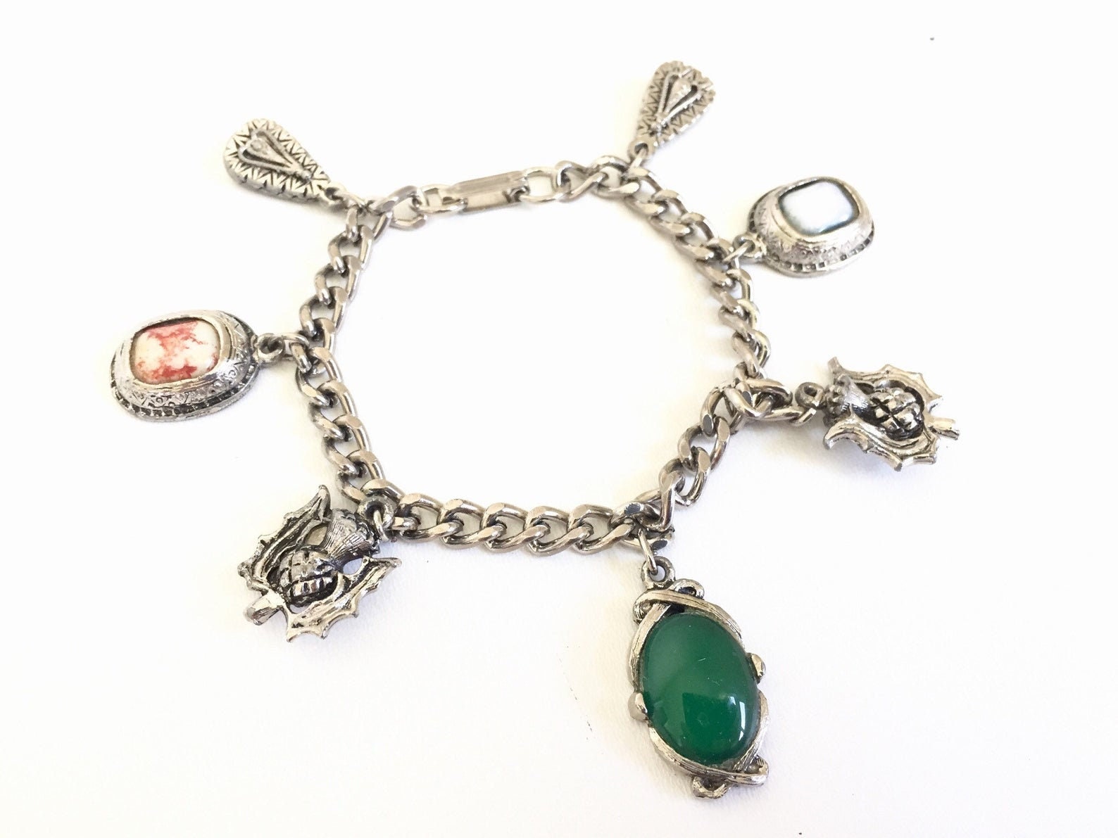 Scottish Charm Bracelet Scottish Thistle Charms Scottish Jewelry Silver ...