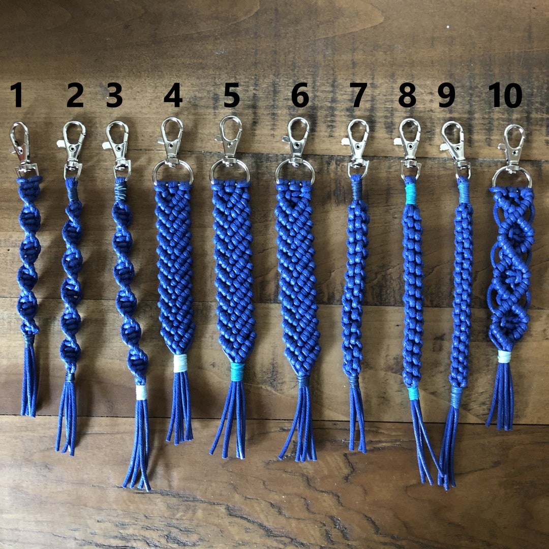 Macrame Keychain - Deep Oceans Series - Tones of Blue in Various Sizes ...