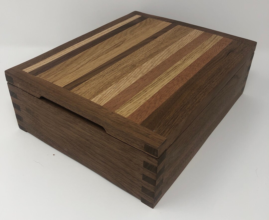 Walnut and Mixed Hardwood Jewellery Keepsake Valet Box - Etsy