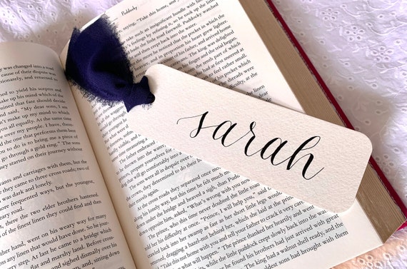 Custom calligraphy bookmark personalized pointed pen name | Etsy