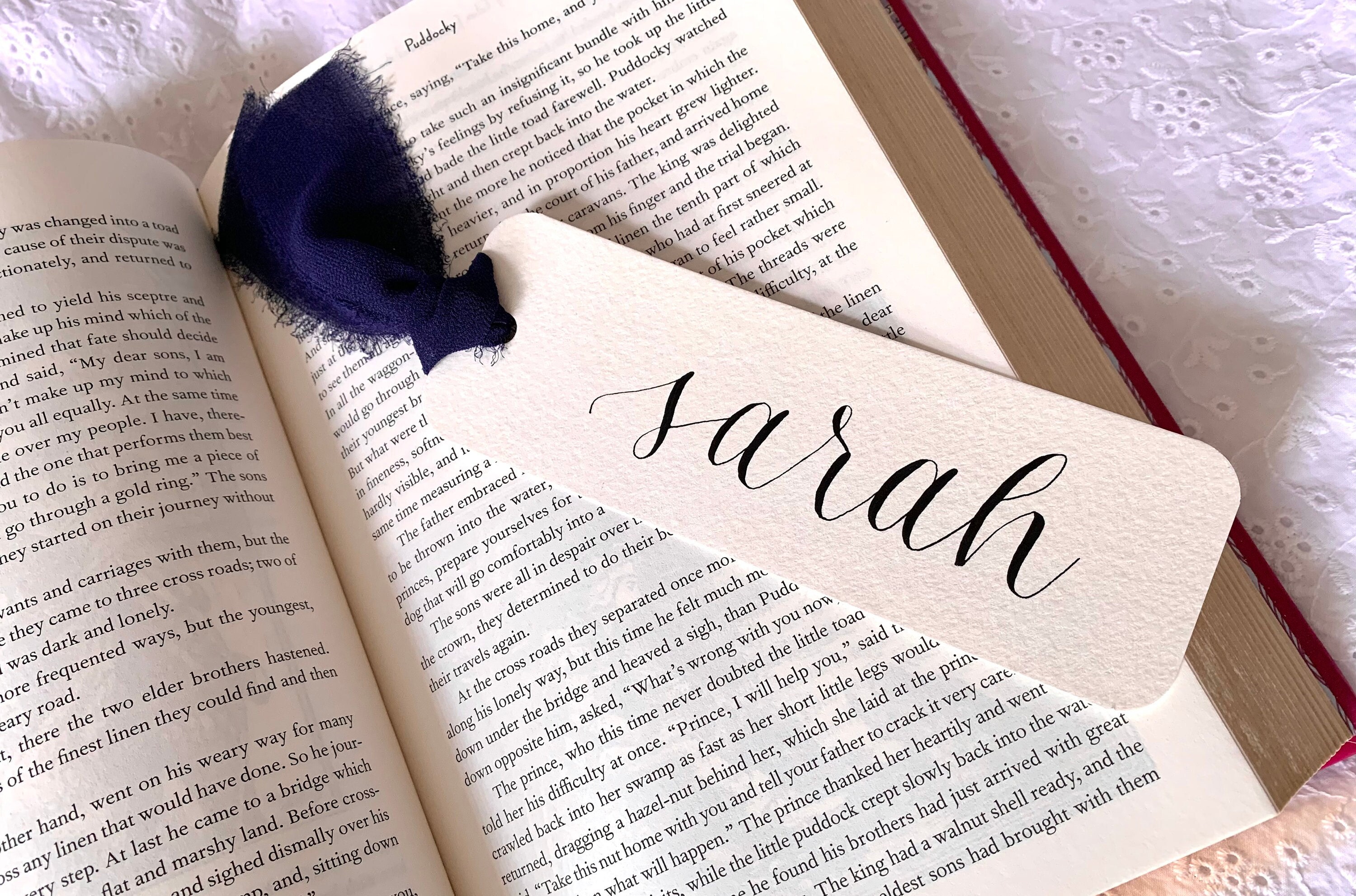 Custom Calligraphy Bookmark, Personalized Pointed Pen Name Tag, Fringe ...