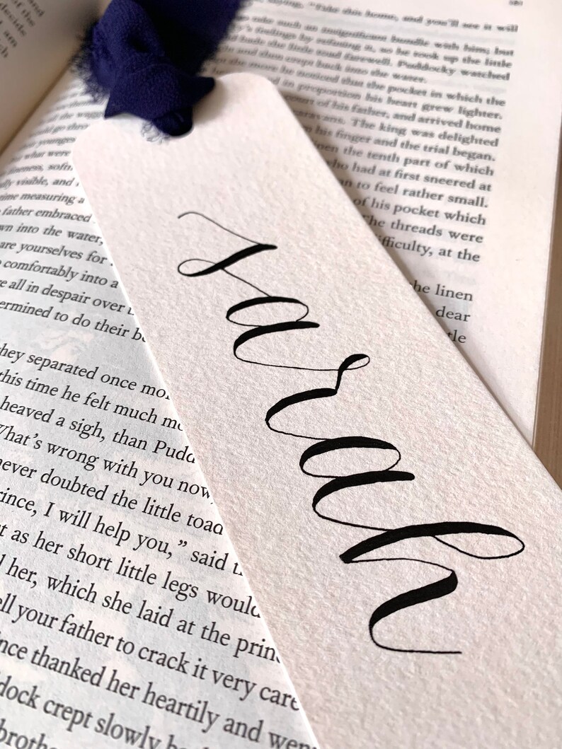 Custom Calligraphy Bookmark, Personalized Pointed Pen Name Tag, Fringe ...