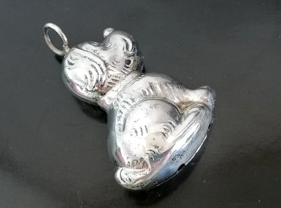 Antique Silver Collectible Baby Rattle "puppy dog" fr… - Gem