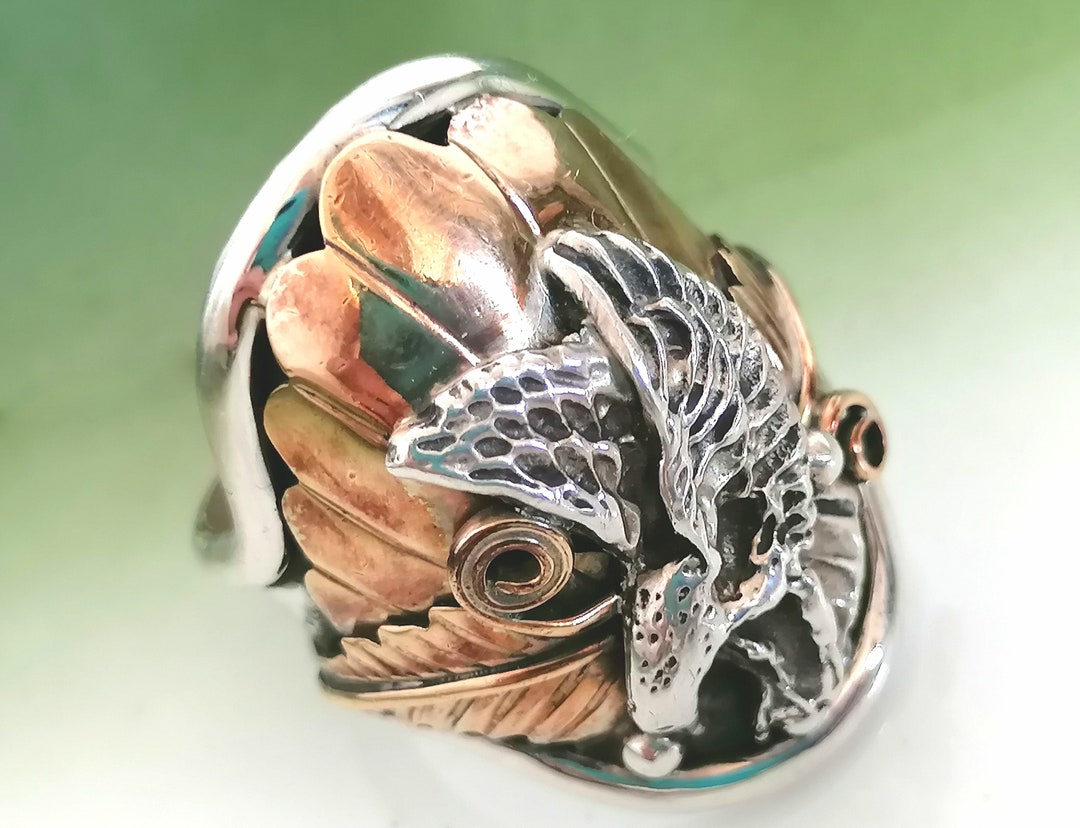 Rare Julian Arviso Native American Navajo Sterling Silver/gold Eagle ...