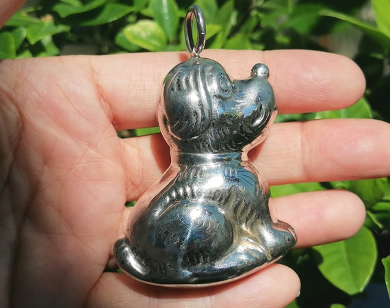 Antique Silver Collectible Baby Rattle "puppy dog" fr… - Gem