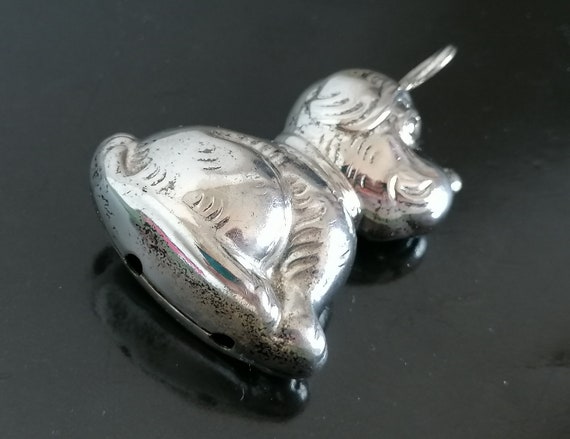 Antique Silver Collectible Baby Rattle "puppy dog" fr… - Gem