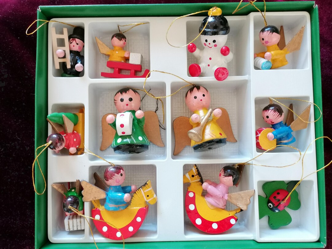 Vintage 12 Austrian Hand-made Wooden Christmas Tree Toys, Wooden ...