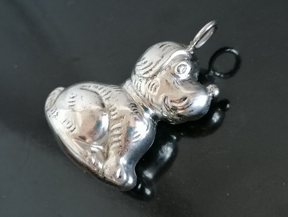 Antique Silver Collectible Baby Rattle "puppy dog" fr… - Gem