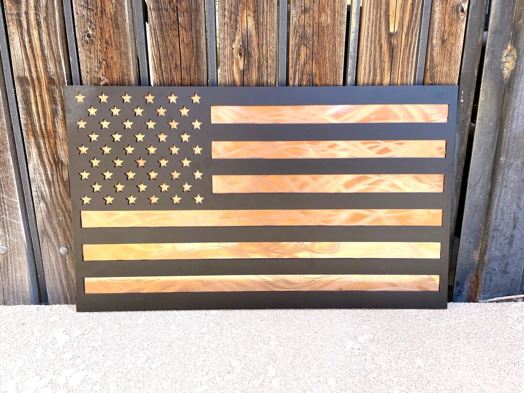 American Flag Wall Metal Sign Copper and Black - Etsy