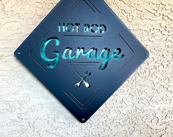 Motor Head Garage, Plasma Custom Shape Powder Coated Metal Sign, 3 ...