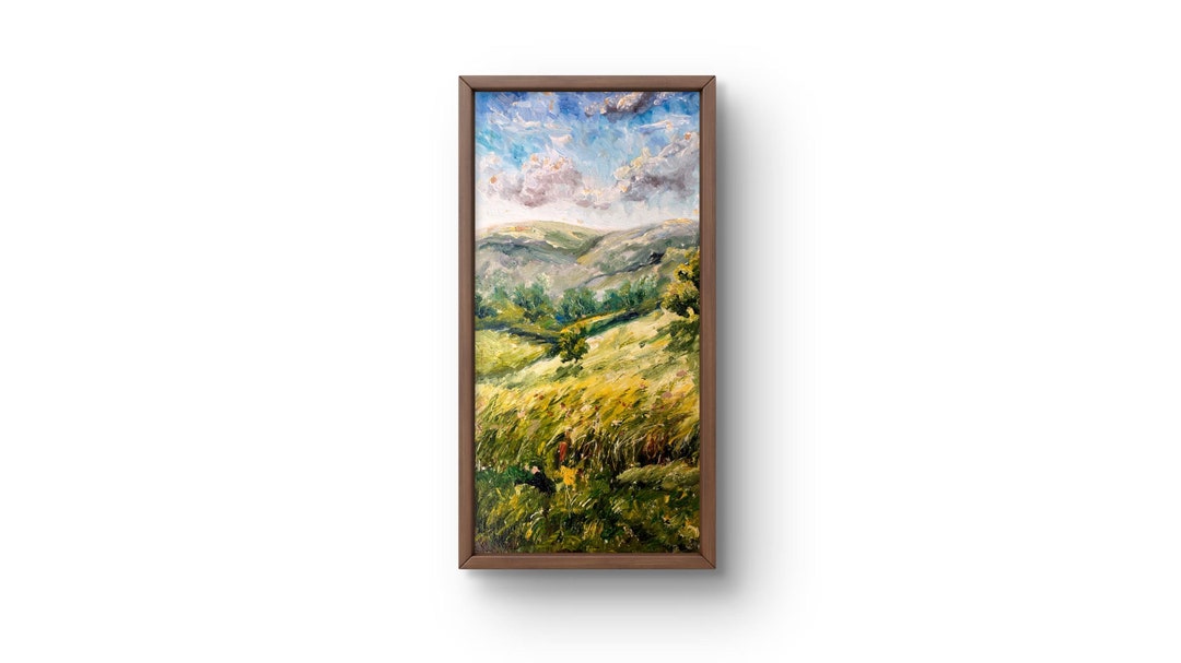 Oil Painting Landscape Original, Painting on Cardboard, Hill Landscape ...