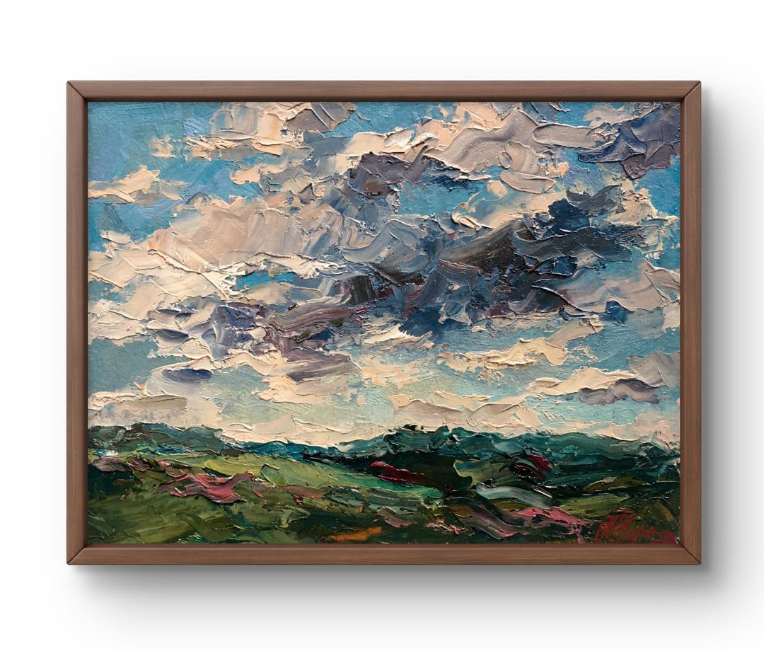 Oil Painting Landscape Original, Painting on Cardboard, Sky Landscape ...