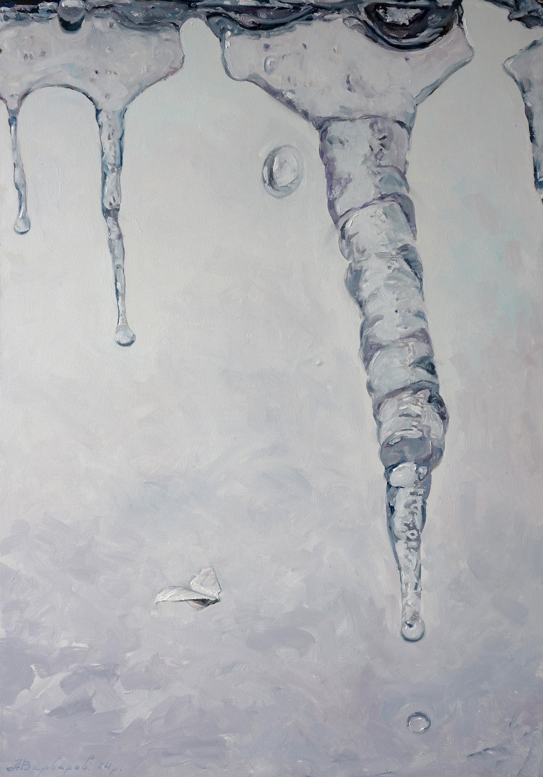Landscape Painting Print, Icicles, Winter Scenery, Cloudscape ...