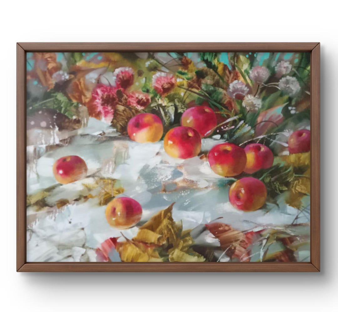 Oil Painting Abstract Original, Oil Painting, Bright Red Apples ...