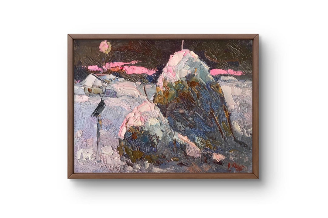 Oil Painting Landscape Original, Painting on Cardboard, Haystack ...