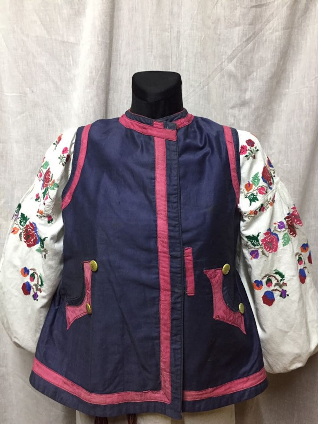 Blue/red Ukrainian Vintage Korset Antique Ukrainian Vest Traditional ...
