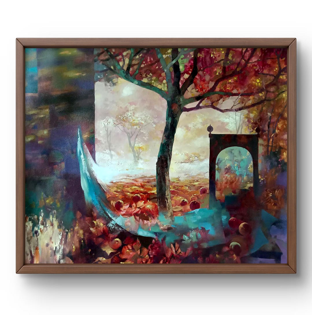 Oil Painting Abstract Original, Oil Painting, Vibrant Reds and Blues ...