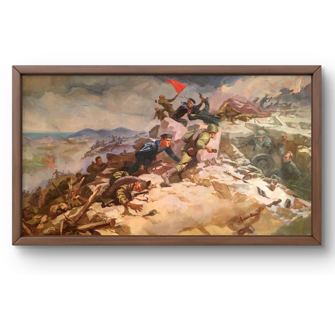 Oil Painting Social Realism Original, Oil Painting on Canvas, War Scene ...
