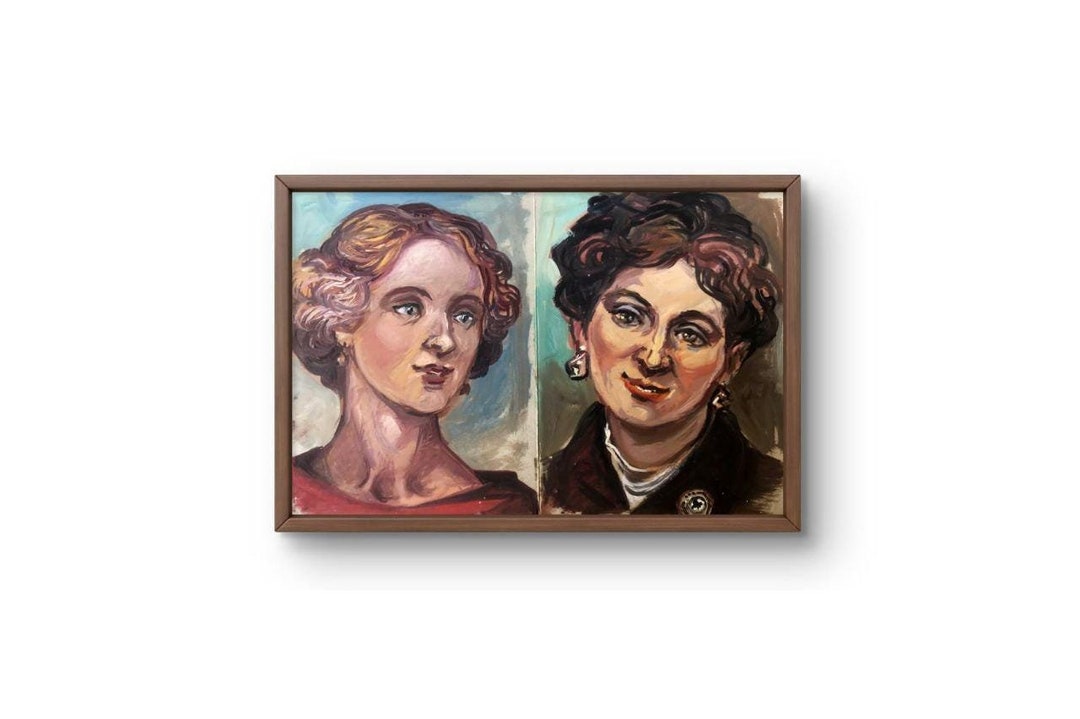 Oil Painting Portrait Original, Oil Painting, Two Expressive Female ...