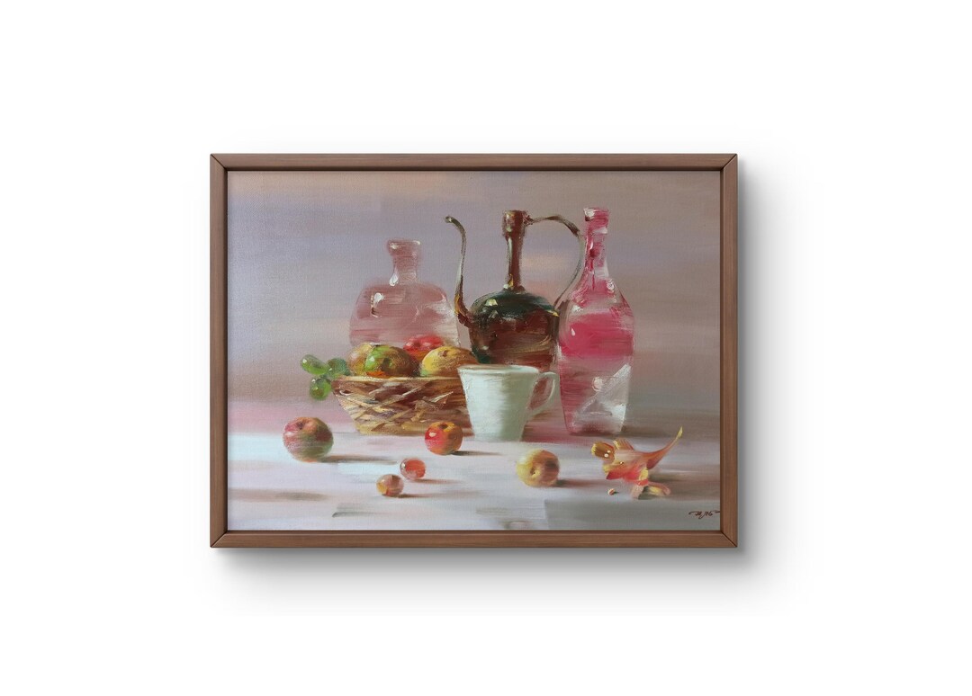 Oil Painting Still Life Original Oil Painting Composition of Bottles ...