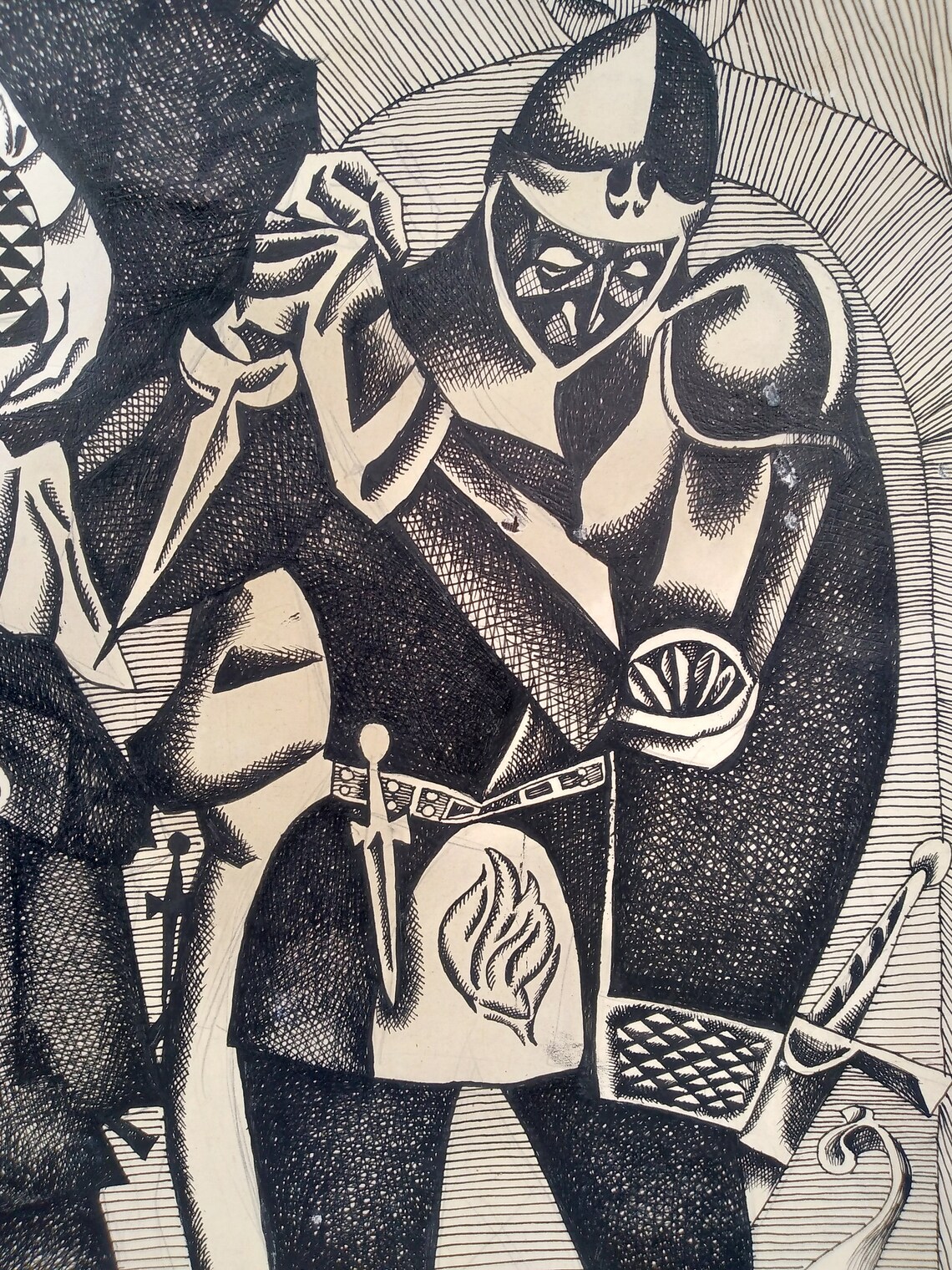 Abstract Ink Painting Three Jesters Litvinov Oleg - Etsy