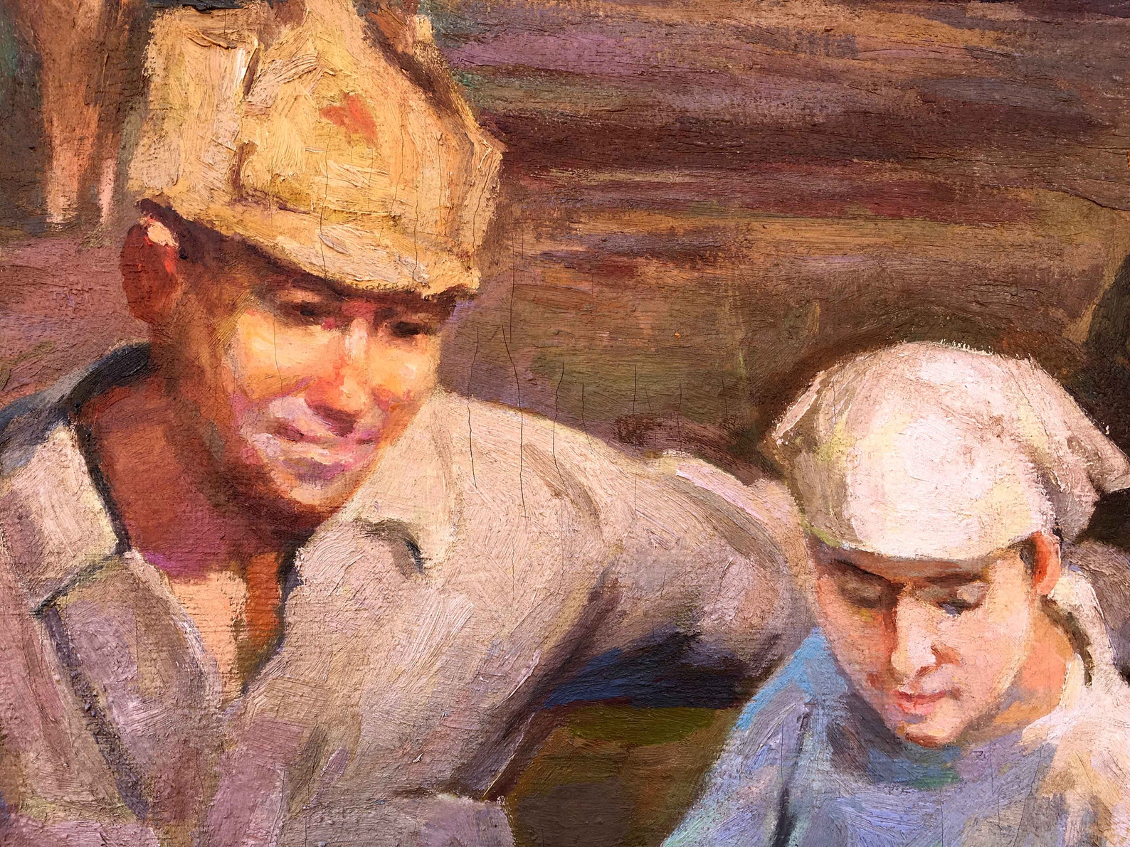 Social realism weekdays stanitsa oil painting people | Etsy