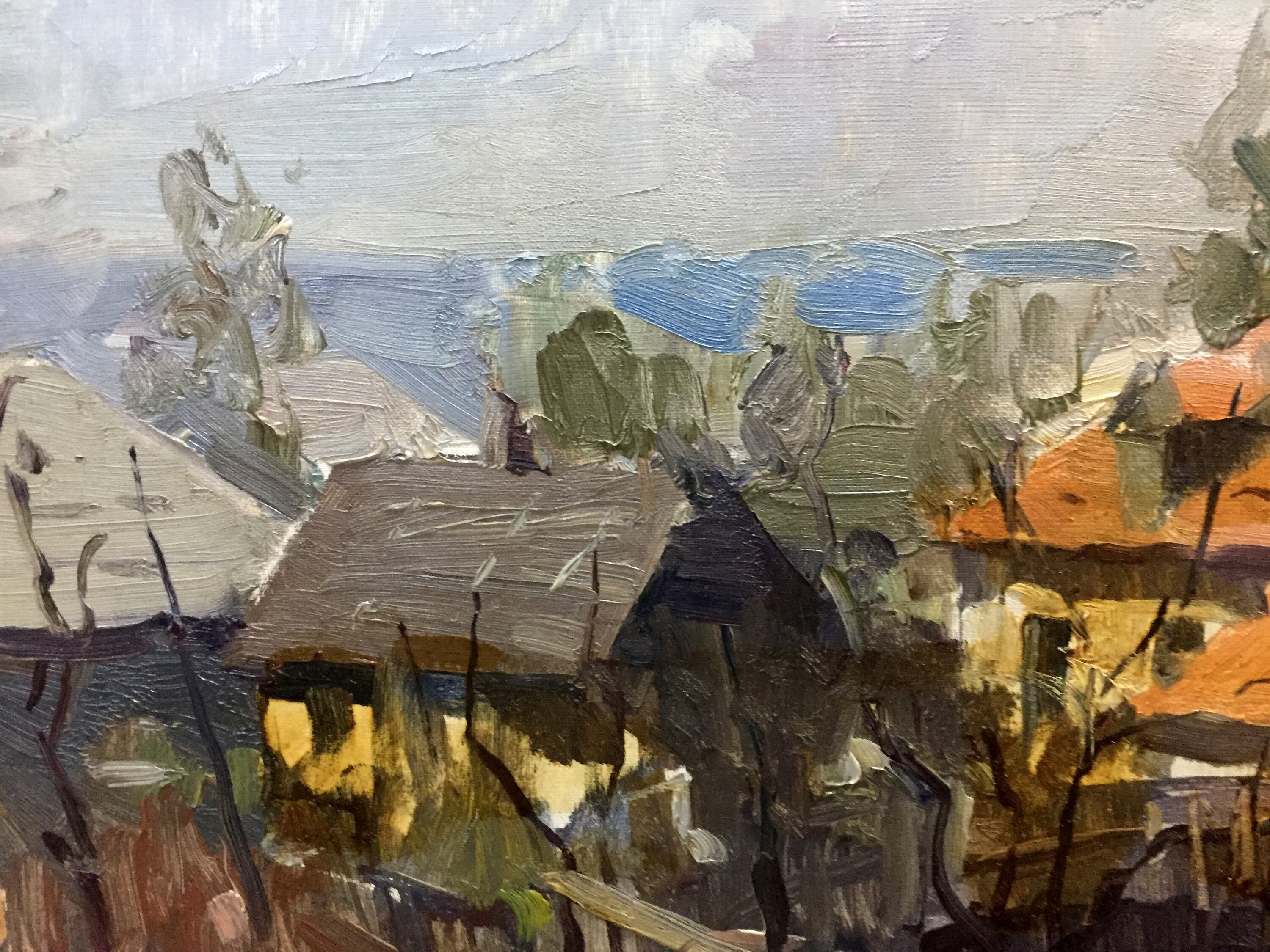 Oil painting Village by the river picture painter original | Etsy