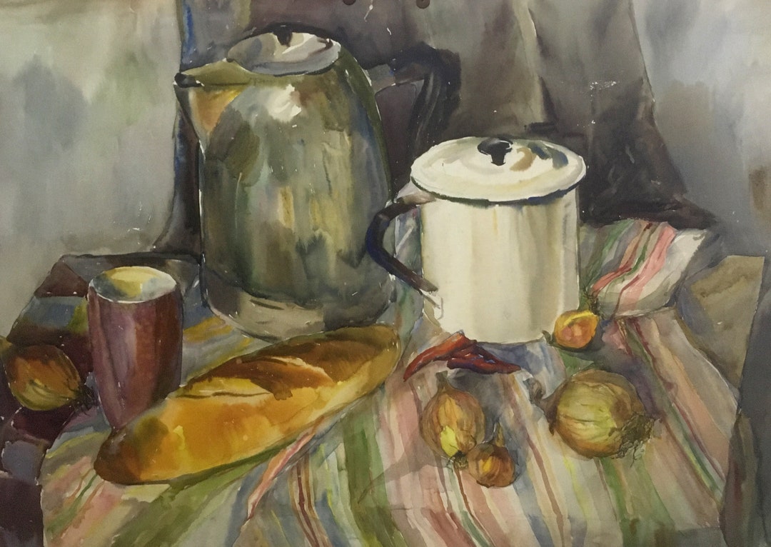 Watercolor Painting Food on the Table Palazhchenko Irina - Etsy