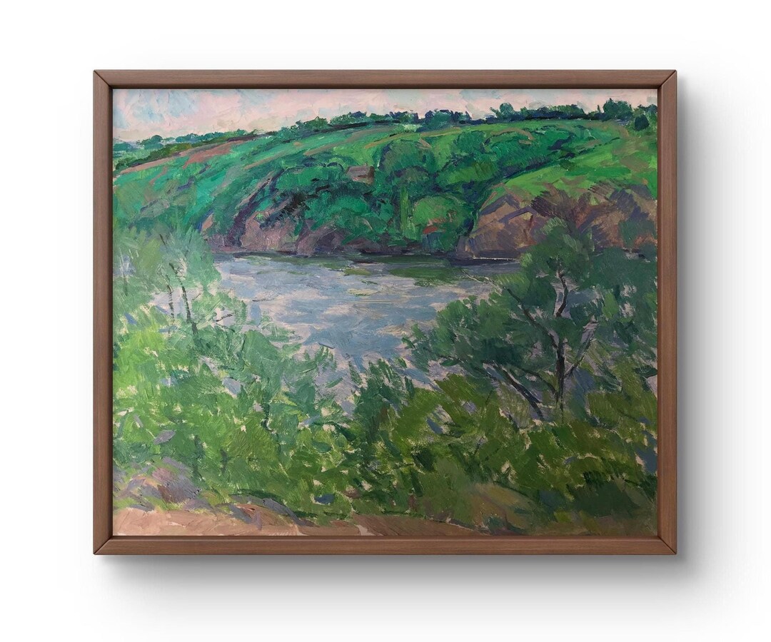 Oil Painting Landscape Original, Painting on Cardboard, River Landscape ...