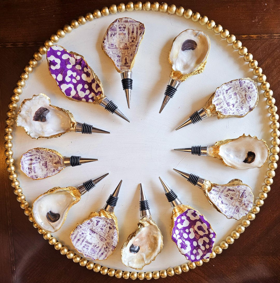 Handcrafted Oyster Shell Wine Bottle Stoppers – Elegant Coastal Barware ...