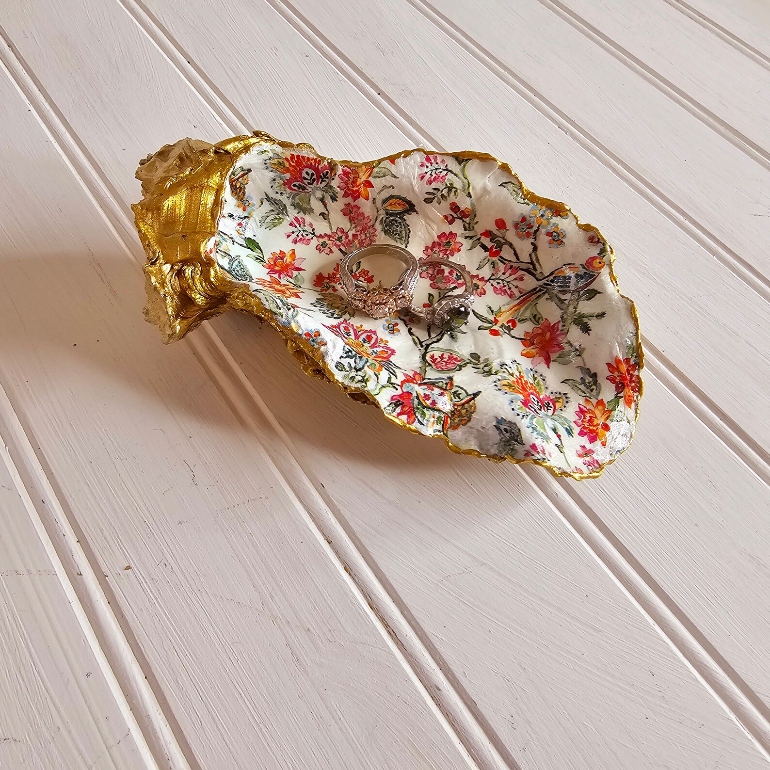 Decoupage Oyster Shell Jewelry Dish With Pedestal Feet - Etsy
