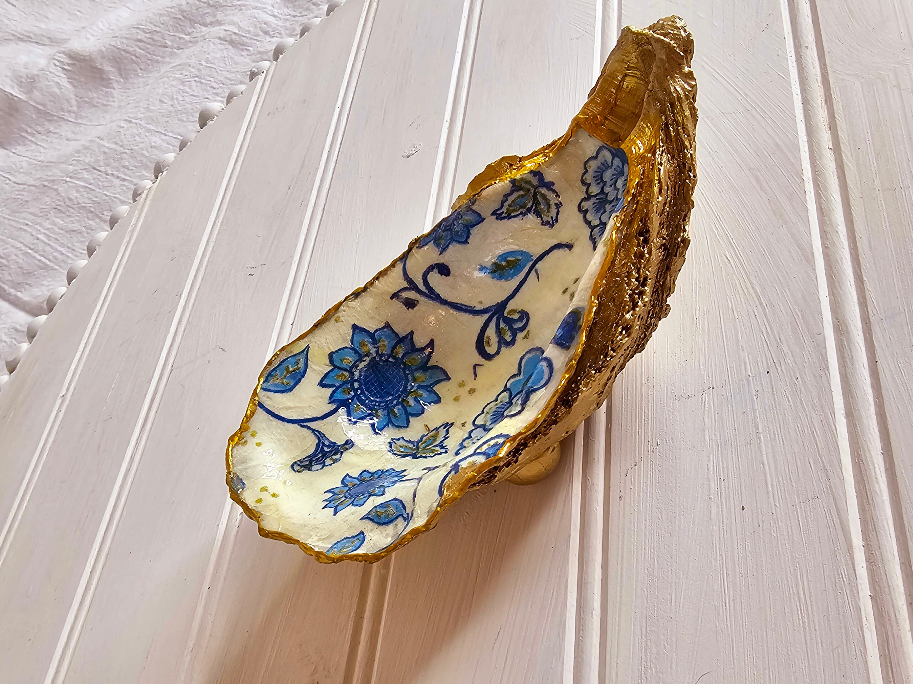 Decoupage Oyster Shell Jewelry Dish With Pedestal Feet - Etsy